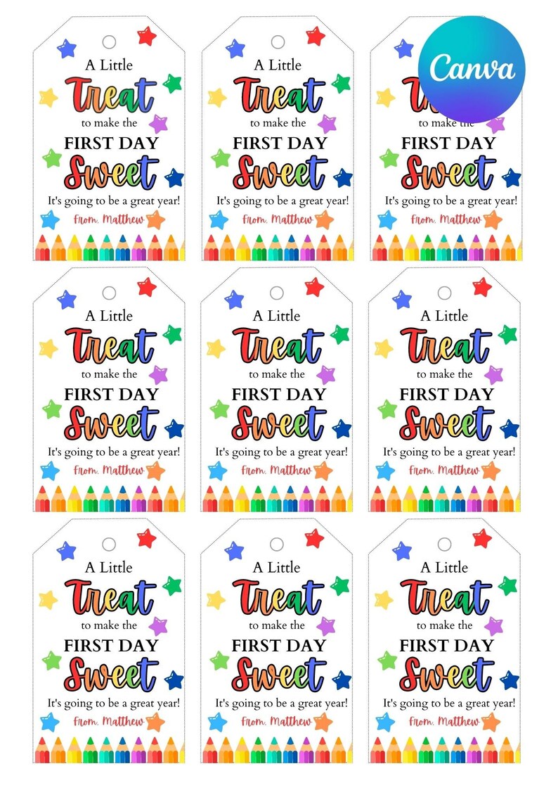 First Day of School Thank You Gift Tag | Instant Download | Gift Tag ...