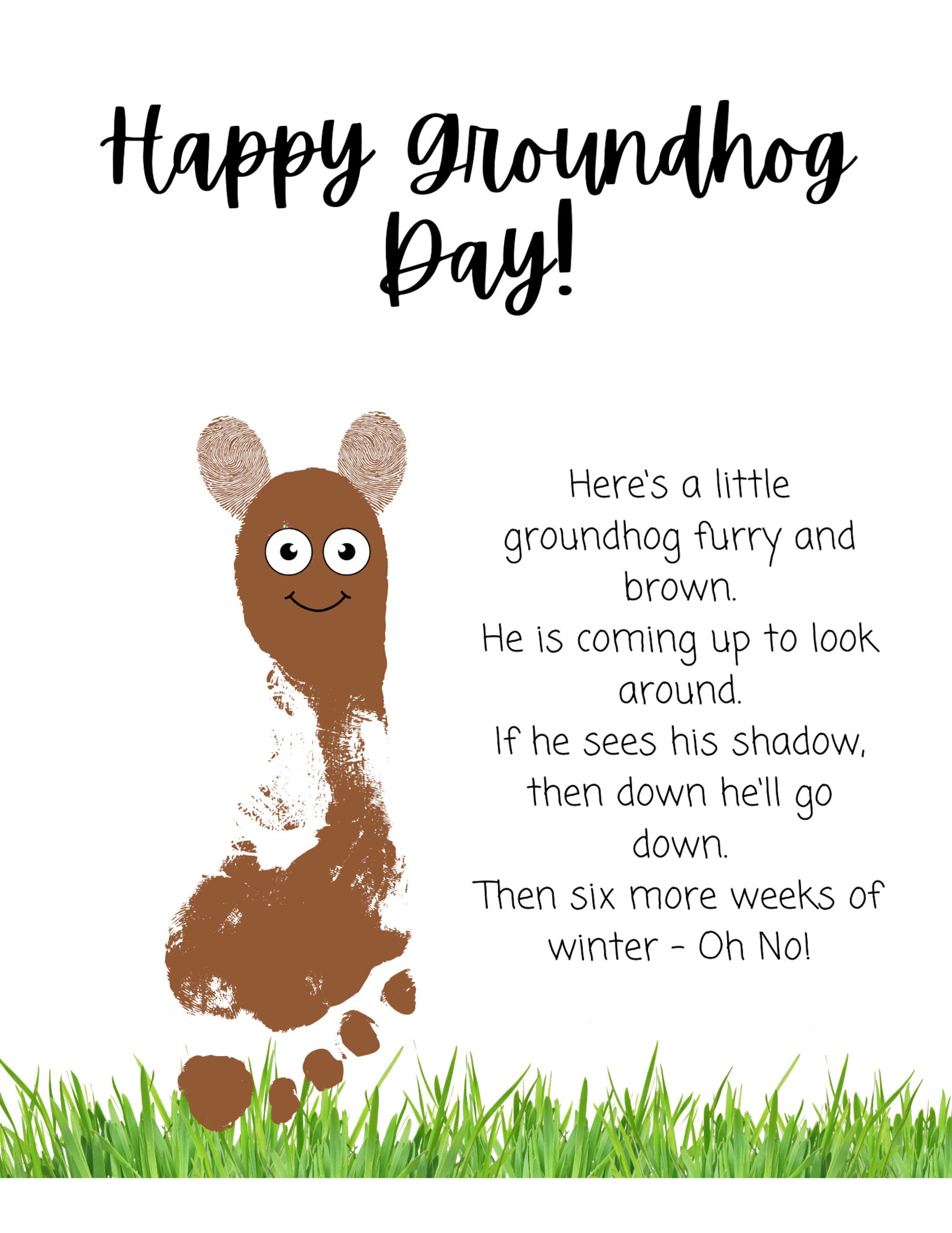 Groundhog Day Footprint Printable Groundhog Footprint Template ...