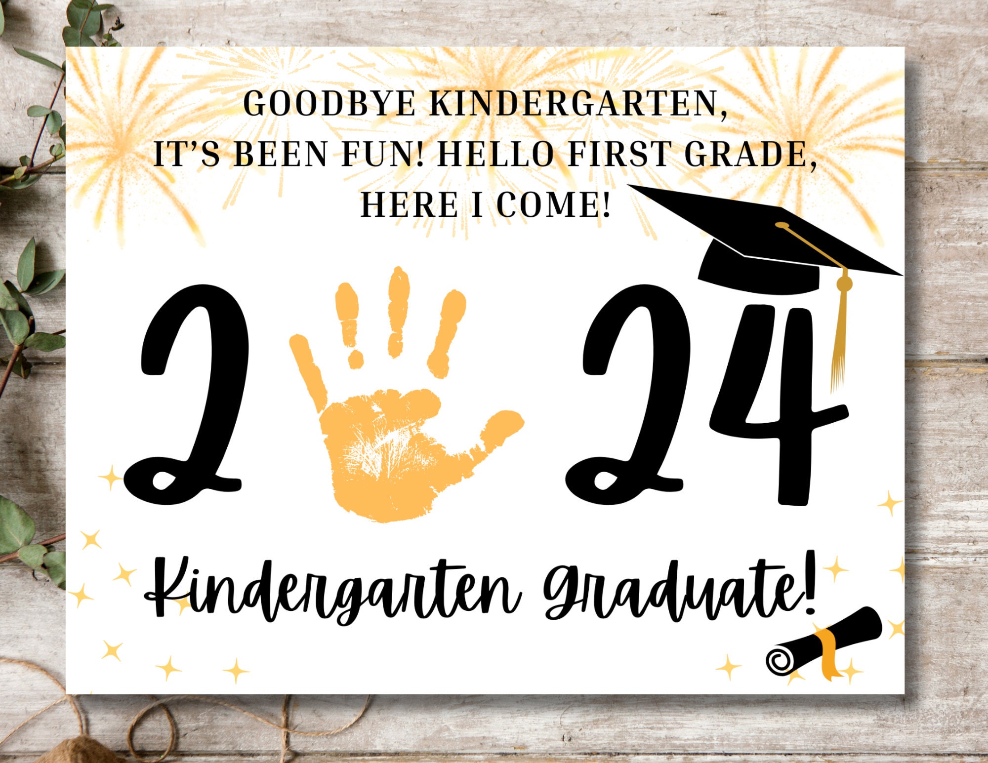 Kindergarten Graduation Handprint Craft Printable Kinder Grad Craft ...