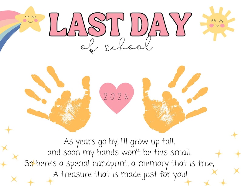 Last Day of School Handprint Craft Printable | Graduation Craft ...