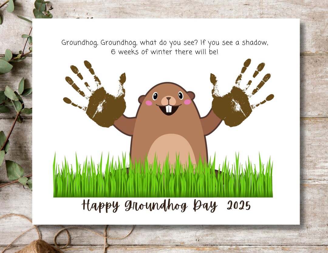 Groundhog Day Handprint Printable Groundhog Handprint Template ...