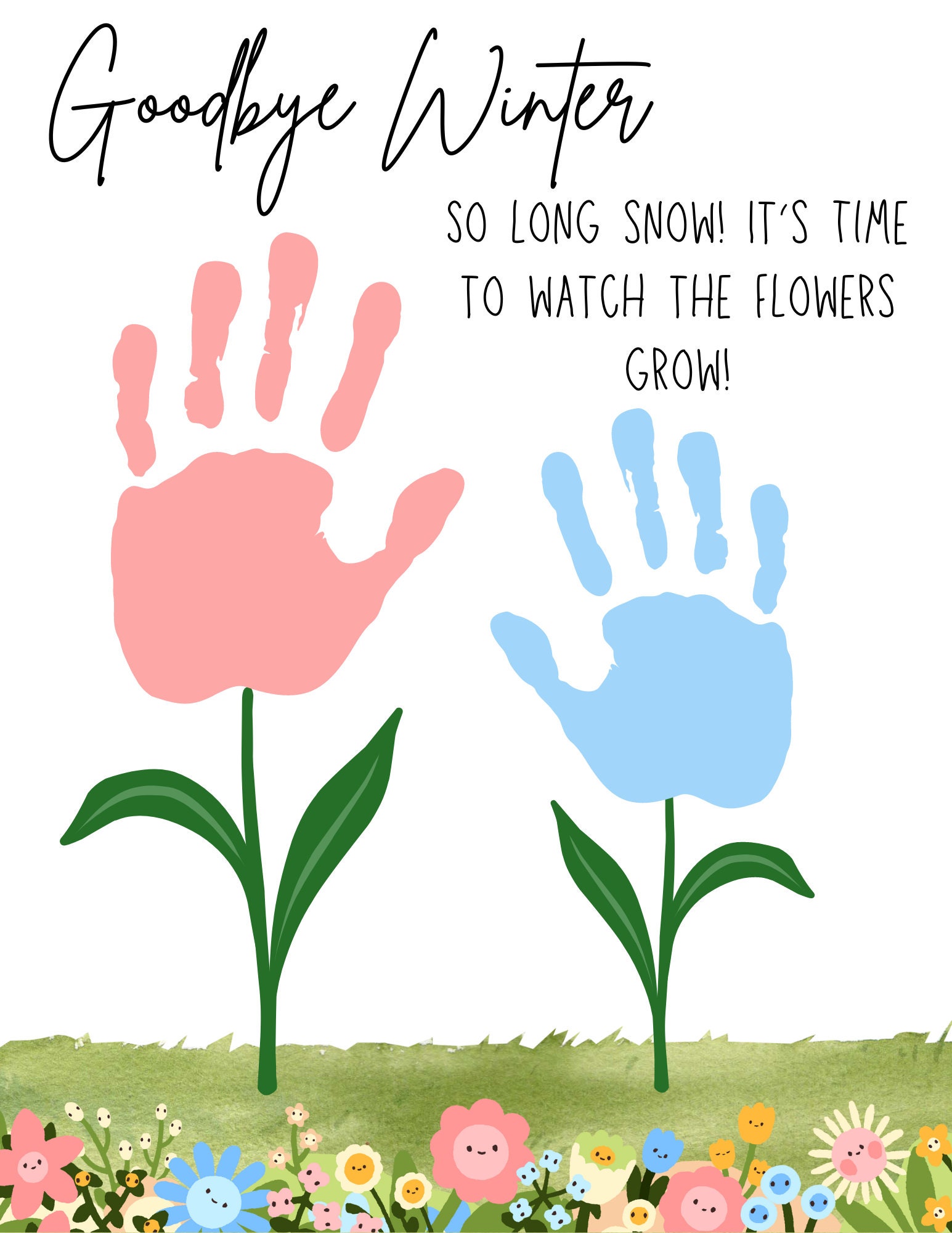 First Day of Spring Handprint Printable | Hello Spring Craft | Instant ...