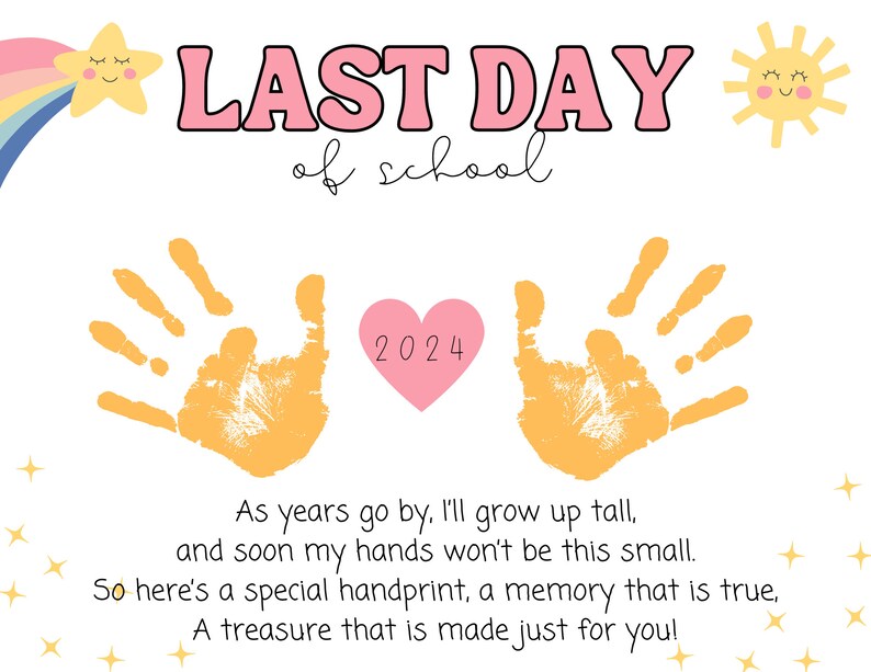 Last Day of School Handprint Craft Printable | Graduation Craft ...