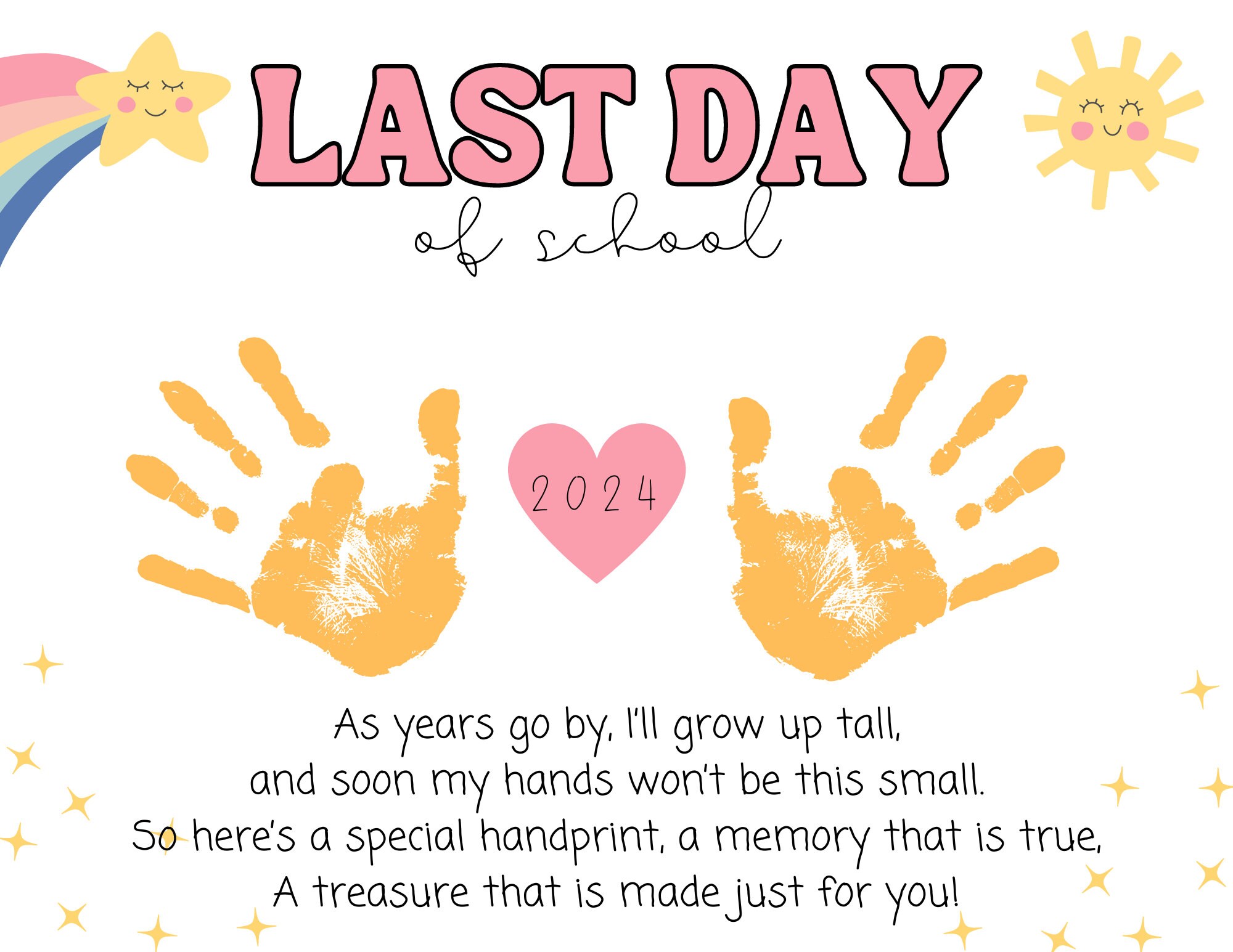 Last Day of School Handprint Craft Printable | Graduation Craft ...
