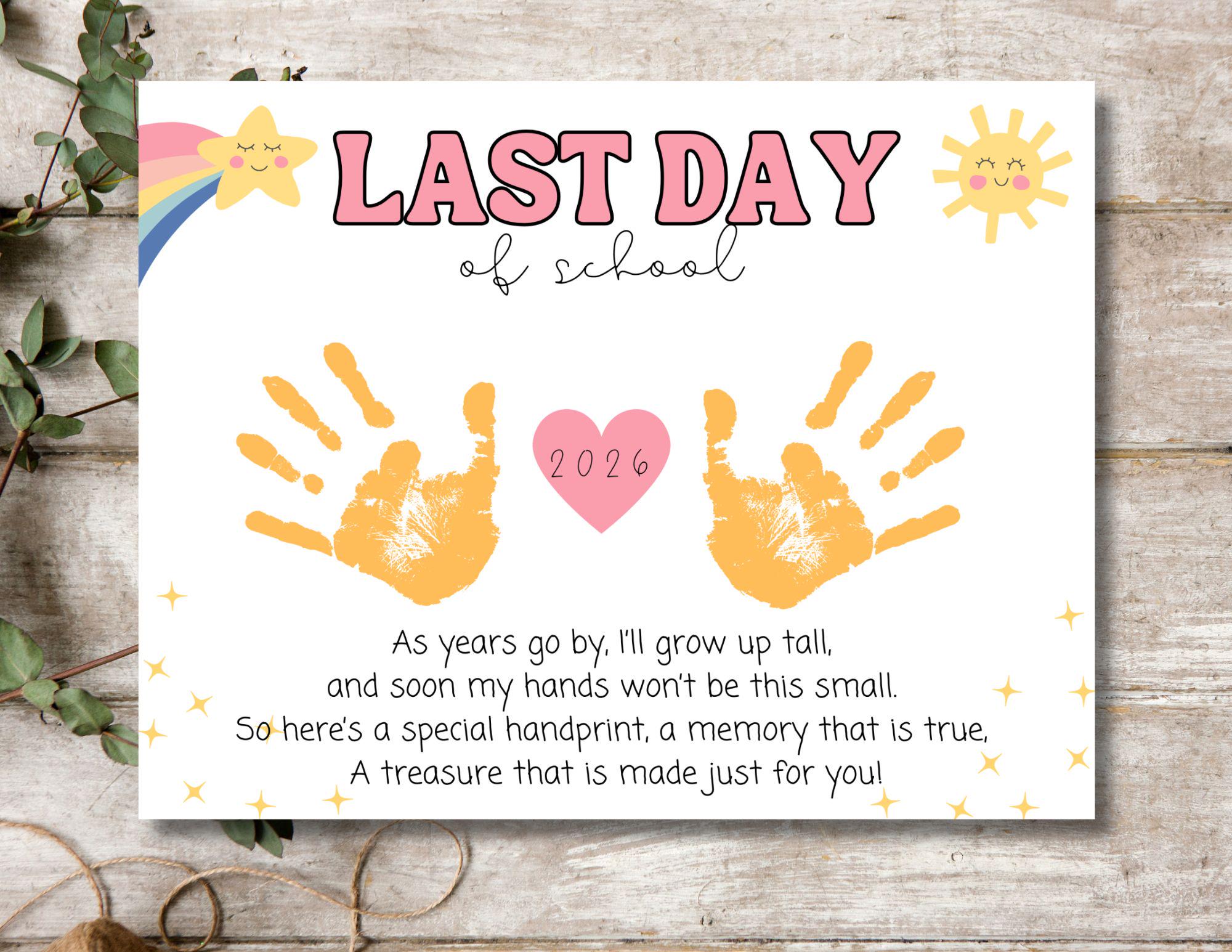 Last Day of School Handprint Craft Printable | Graduation Craft ...