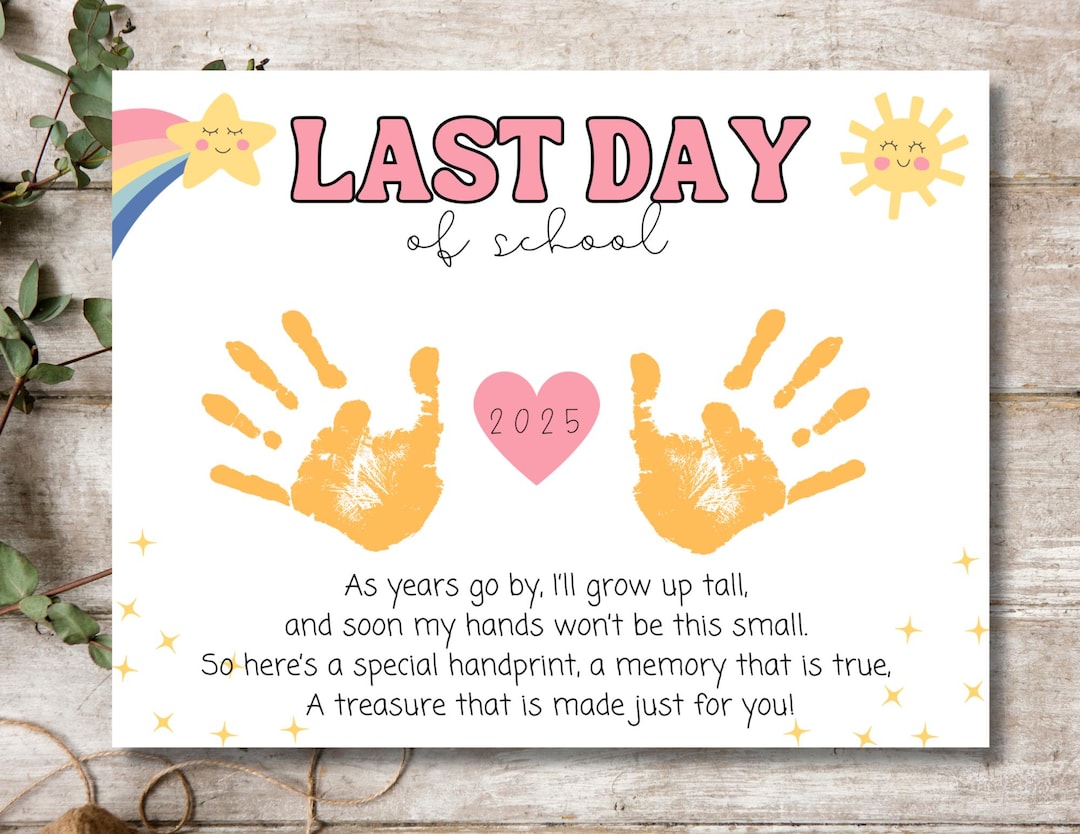 Last Day of School Handprint Craft Printable | Graduation Craft ...