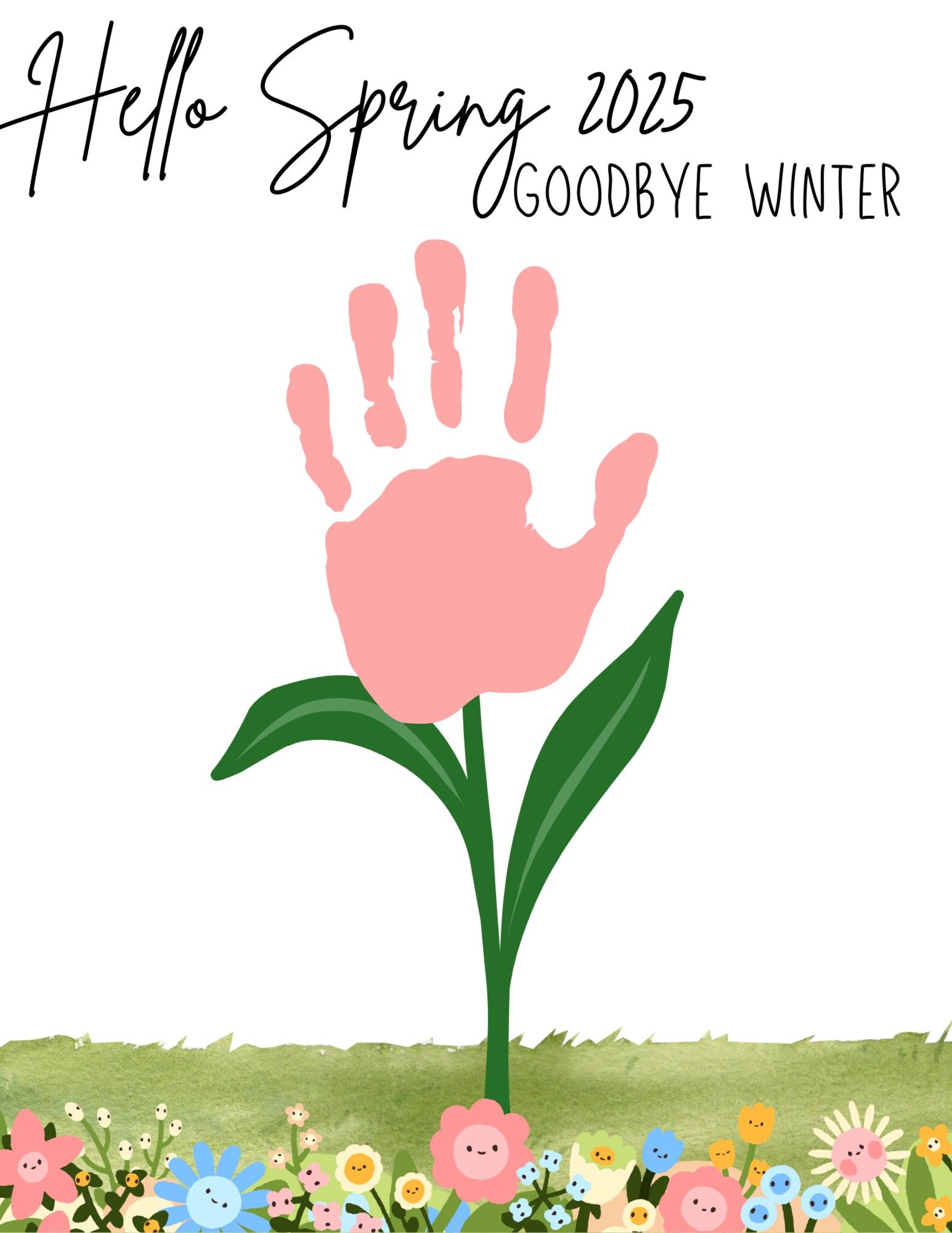 First Day of Spring Handprint Printable | Hello Spring Craft | Instant ...