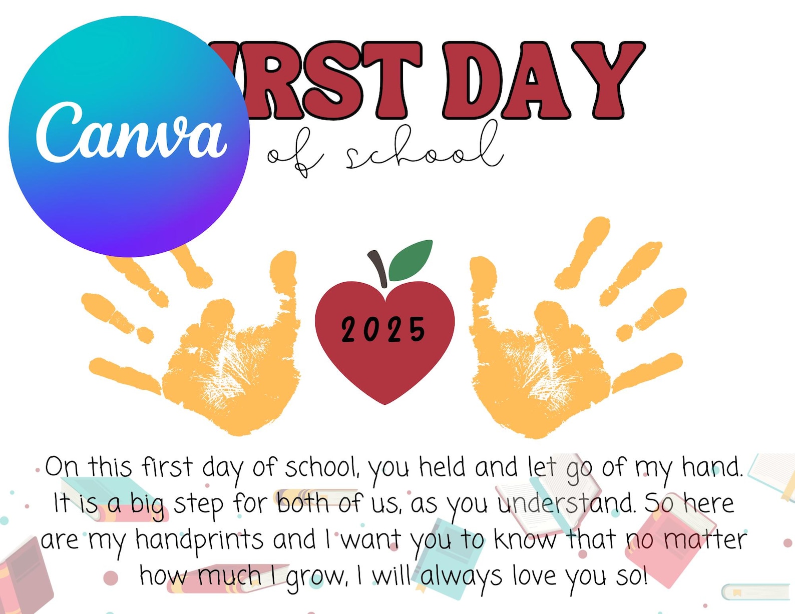 Editable First Day of School Handprint Printable | First Day Craft ...