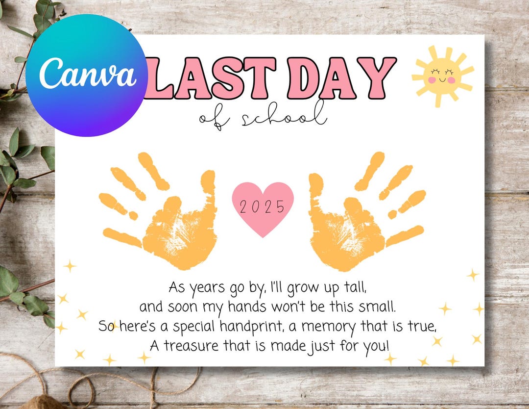 Editable Last Day of School Handprint Printable | Graduation Craft ...