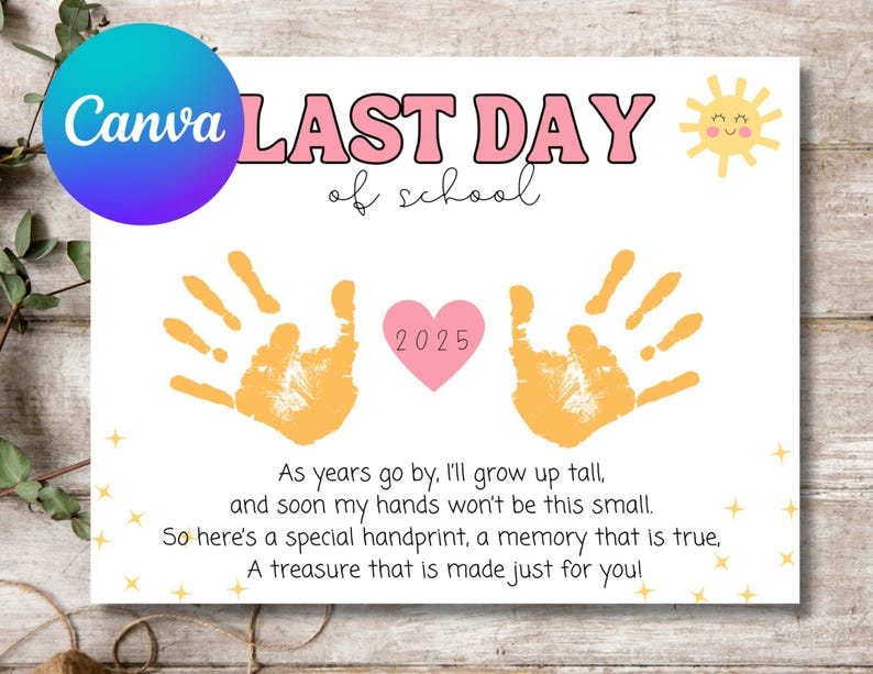 Editable Last Day of School Handprint Printable | Graduation Craft ...