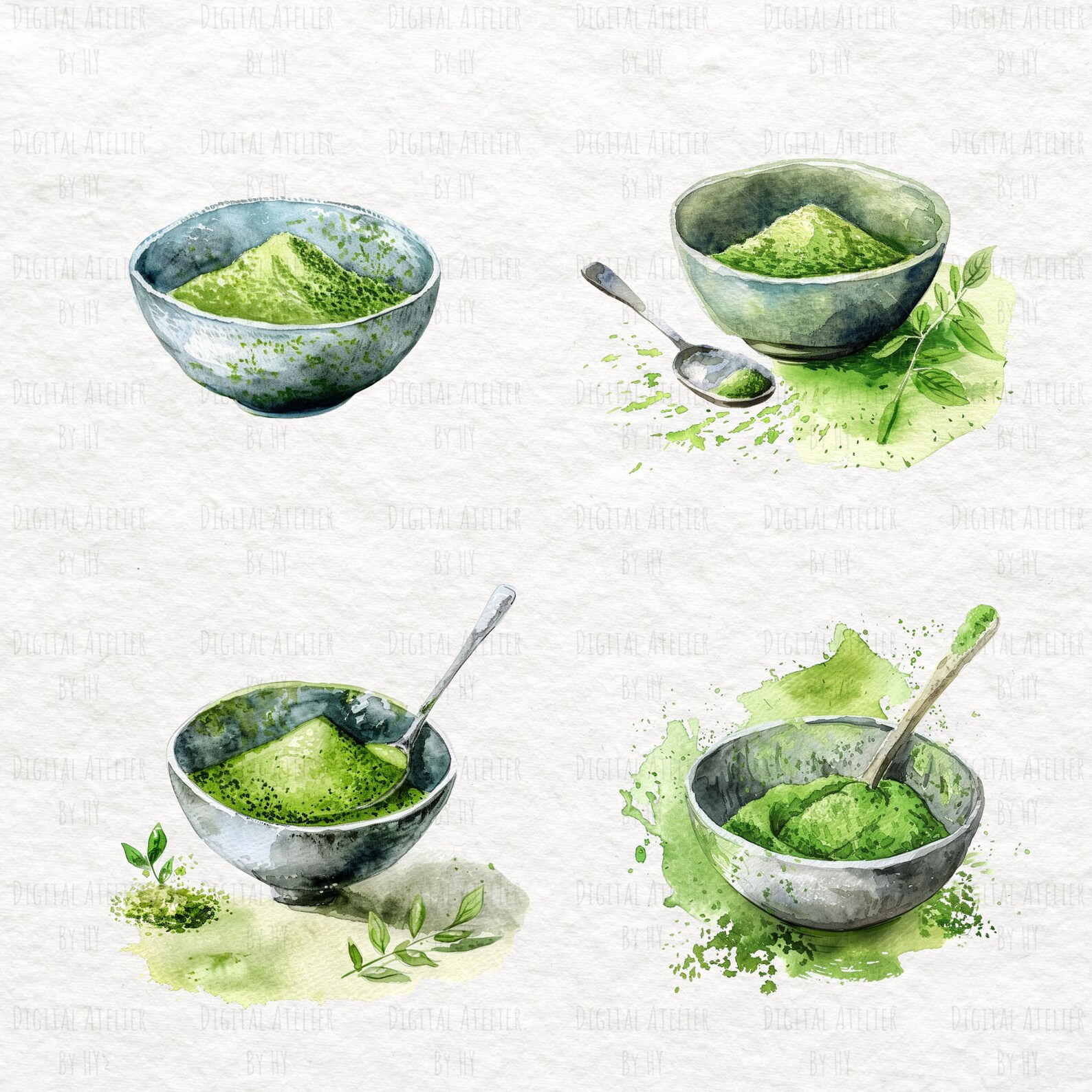Matcha Green Tea Dessert Clipart. PNG. Digital Download. - Etsy