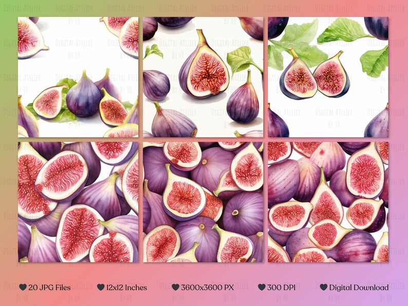 Seamless Fig Digital Paper Pack. Digital Download. - Etsy