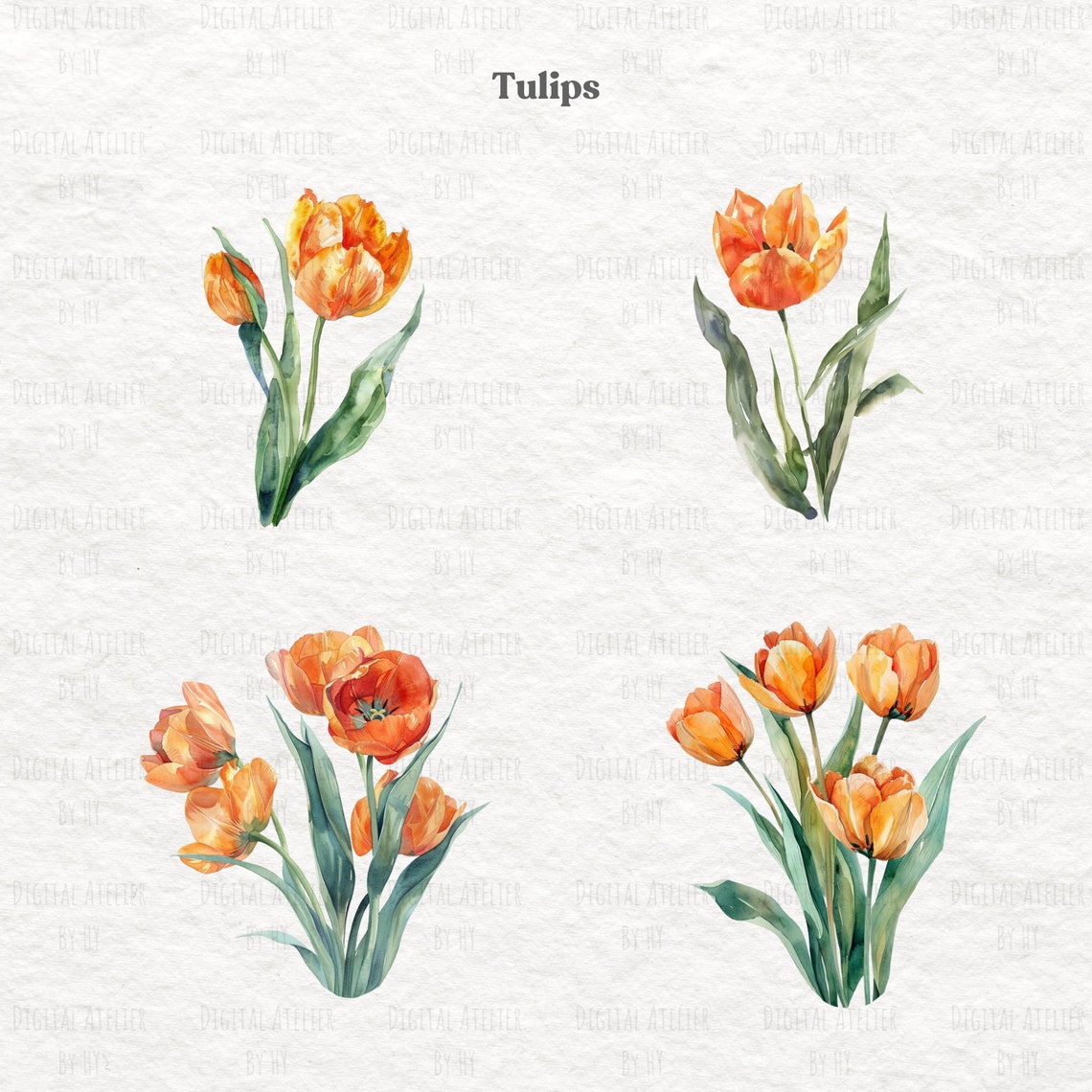 Watercolour Orange Flower Clipart. PNG. Digital Download. - Etsy UK