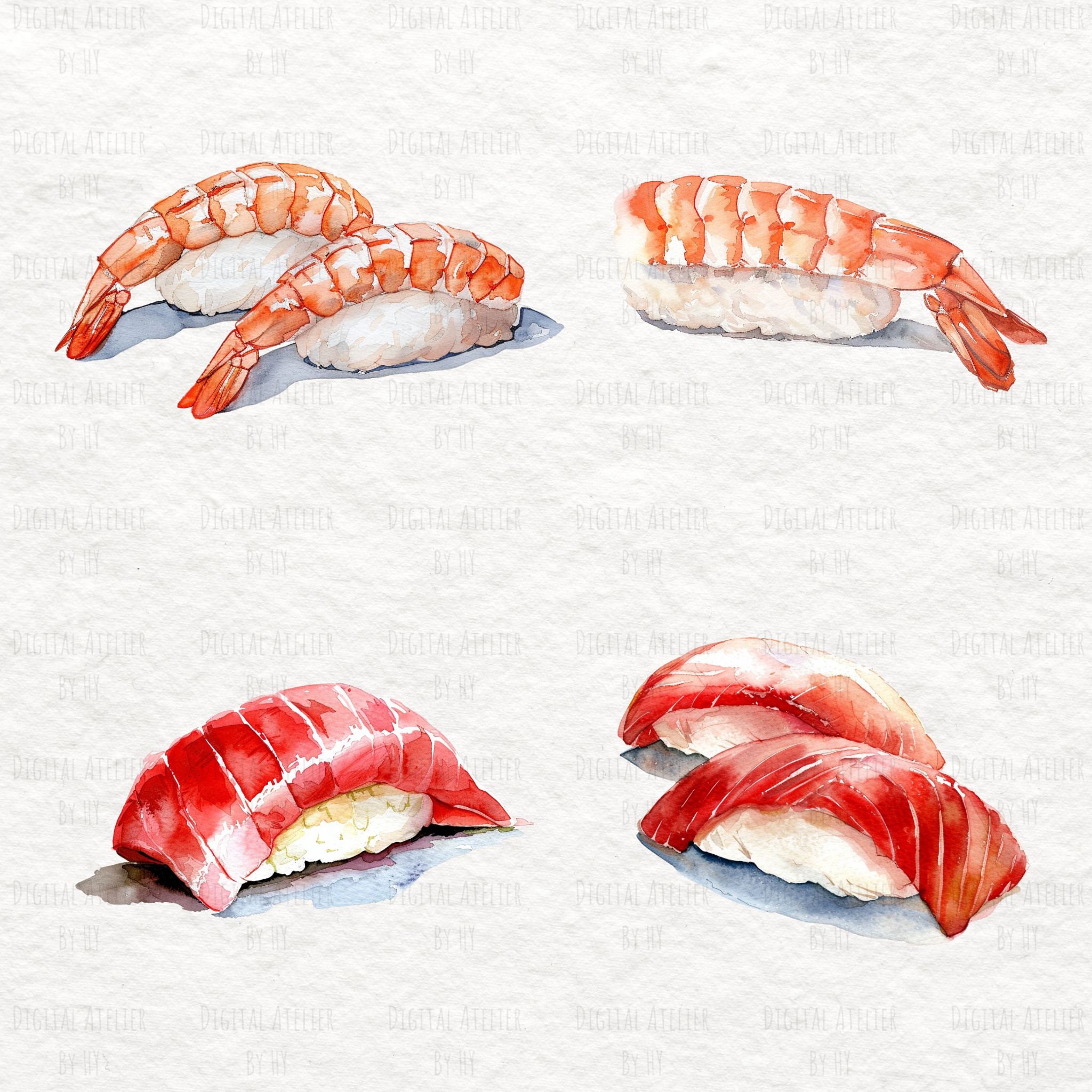 Watercolour Sushi Sashimi Clipart. PNG. Digital Download. - Etsy