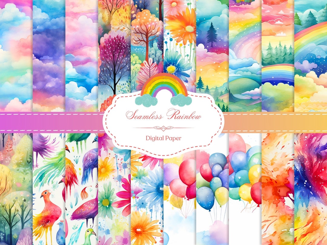 Seamless Rainbow Digital Paper Pack. Digital Download. - Etsy