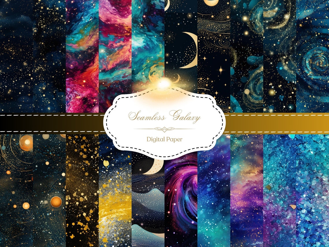Seamless Glitter Glaxy Digital Paper Pack. Digital Download. - Etsy