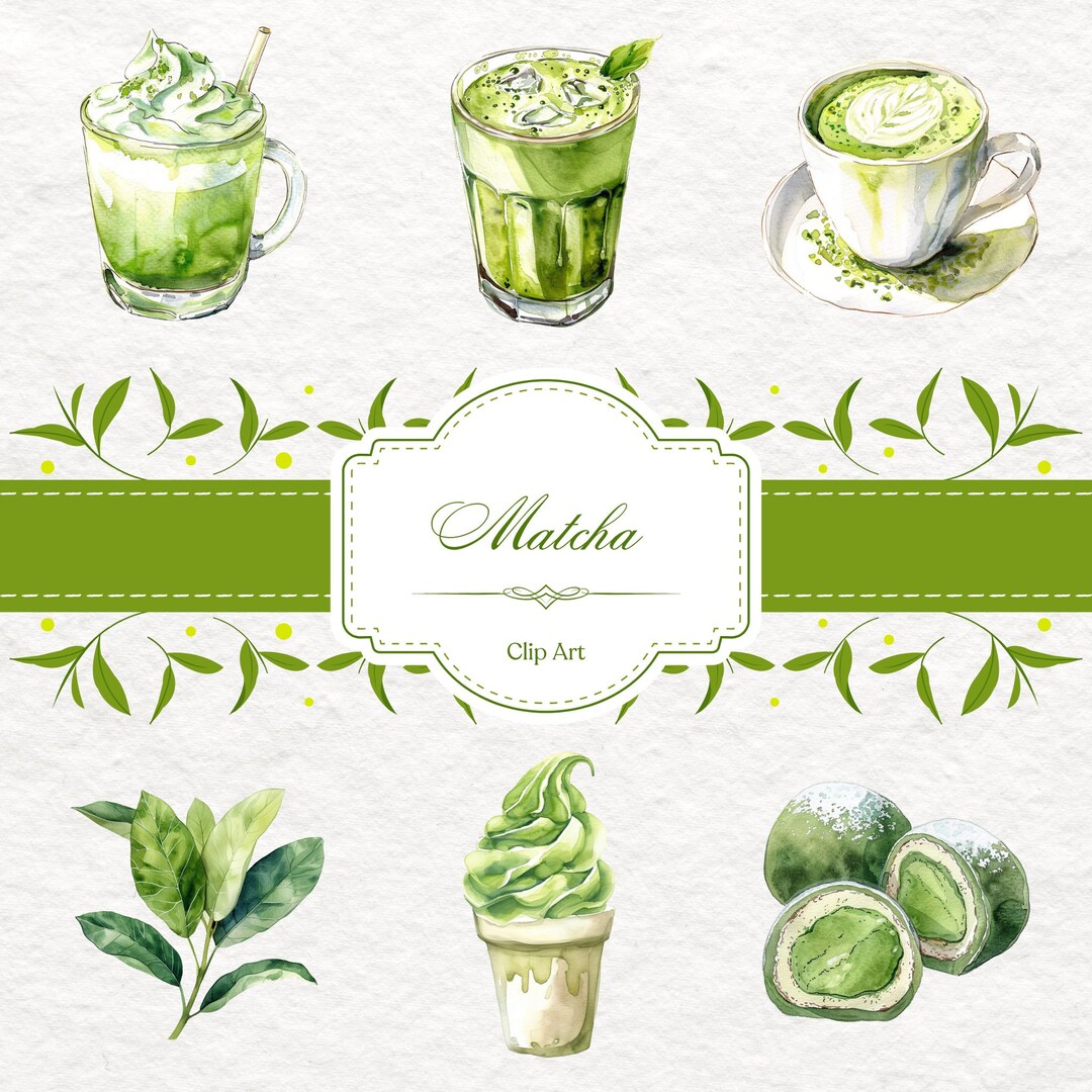 Matcha Green Tea Dessert Clipart. PNG. Digital Download. - Etsy