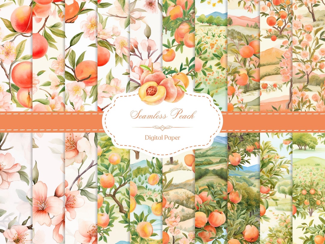 Seamless Peach Digital Paper Pack. Digital Download. - Etsy