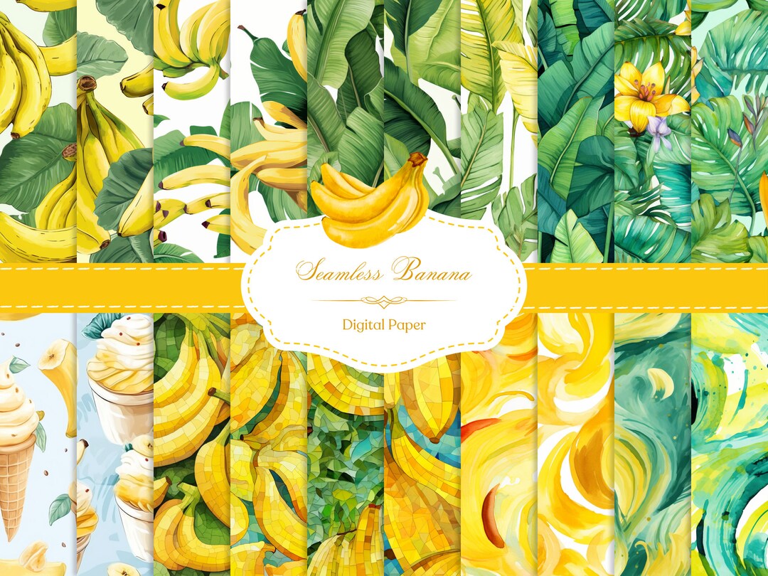 Seamless Banana Digital Paper Pack. Digital Download. - Etsy