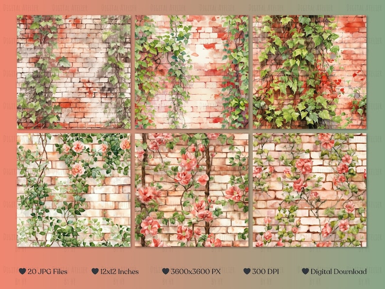 Seamless Brick Walls Digital Paper Pack. Digital Download. - Etsy