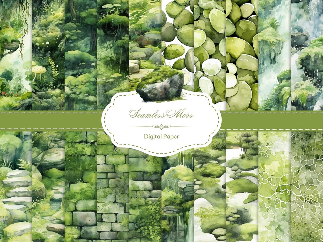 Seamless Moss Plant Digital Paper Pack. Green. Digital Download. - Etsy
