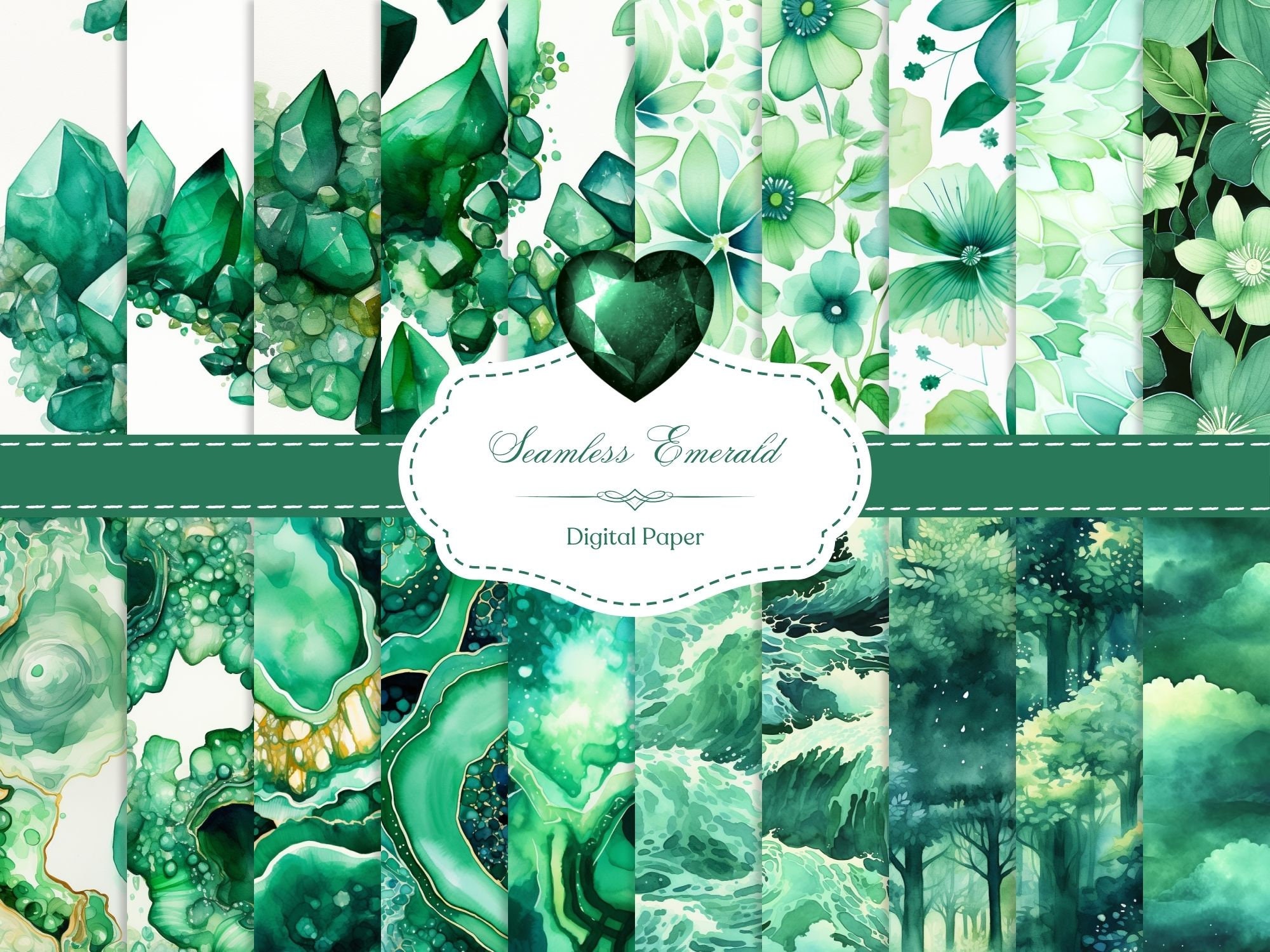 Seamless May Birthstone Emerald Digital Paper Pack. Digital Download. - Etsy