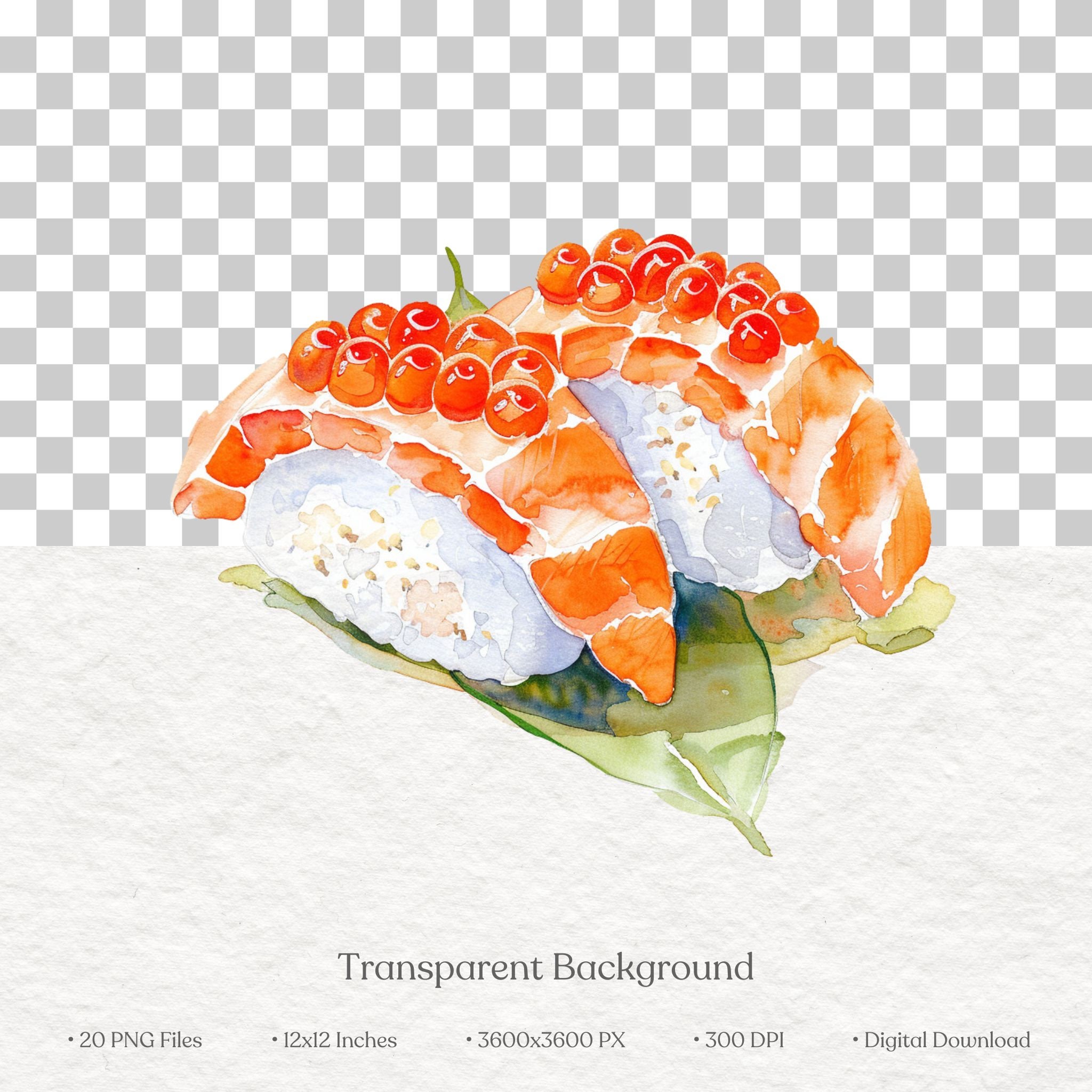 Watercolour Sushi Sashimi Clipart. PNG. Digital Download. - Etsy