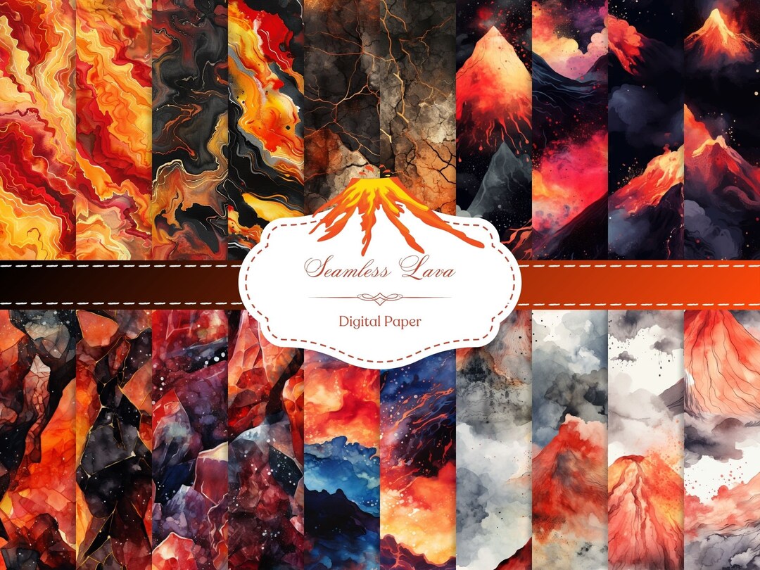 Seamless Lava Volcano Digital Paper Pack. Digital Download. - Etsy