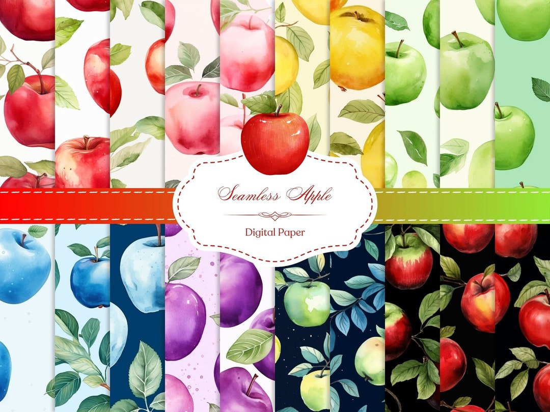 Seamless Apple Digital Paper Pack. Digital Download. - Etsy