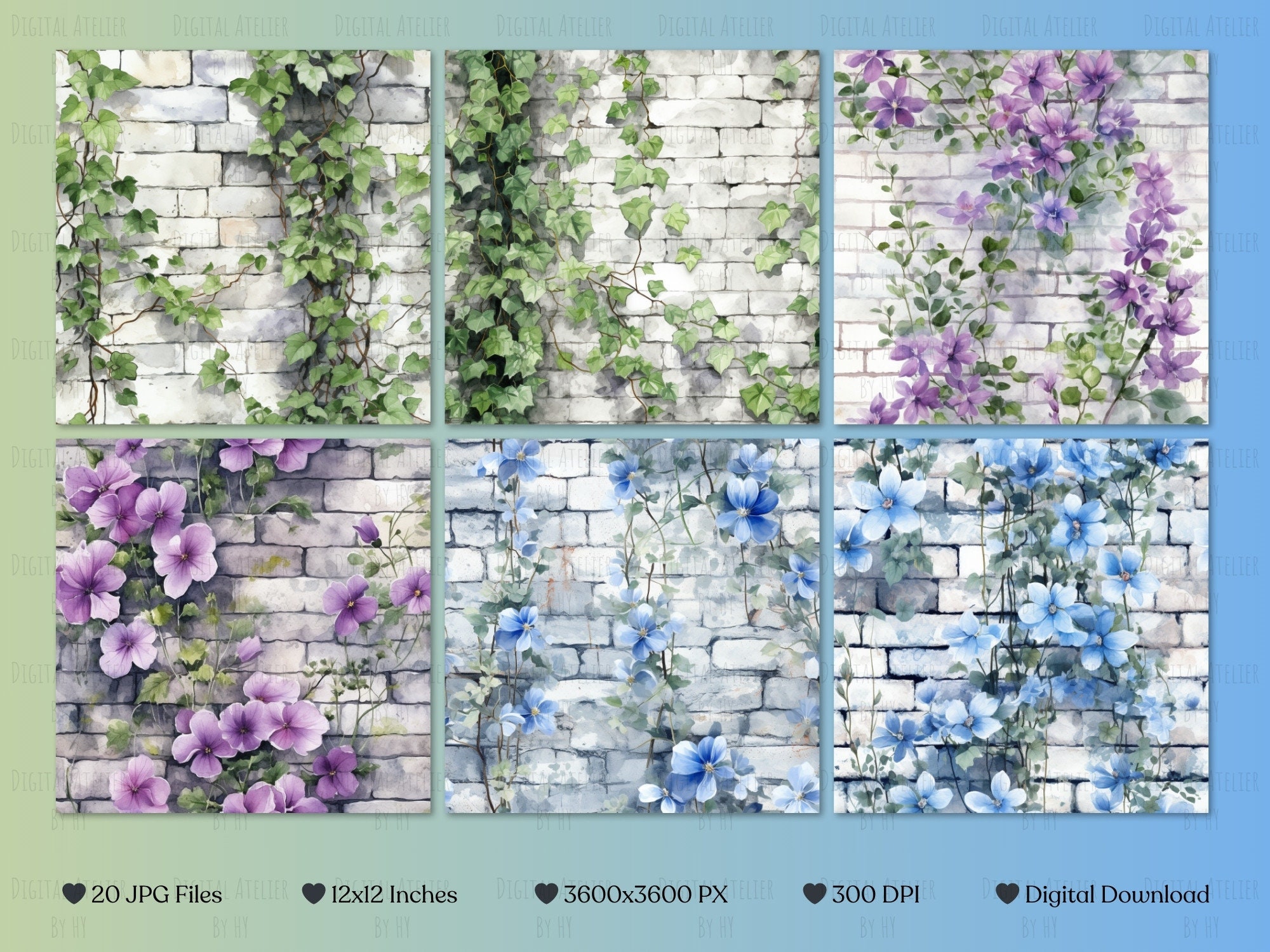 Seamless Brick Walls Digital Paper Pack. Digital Download. - Etsy