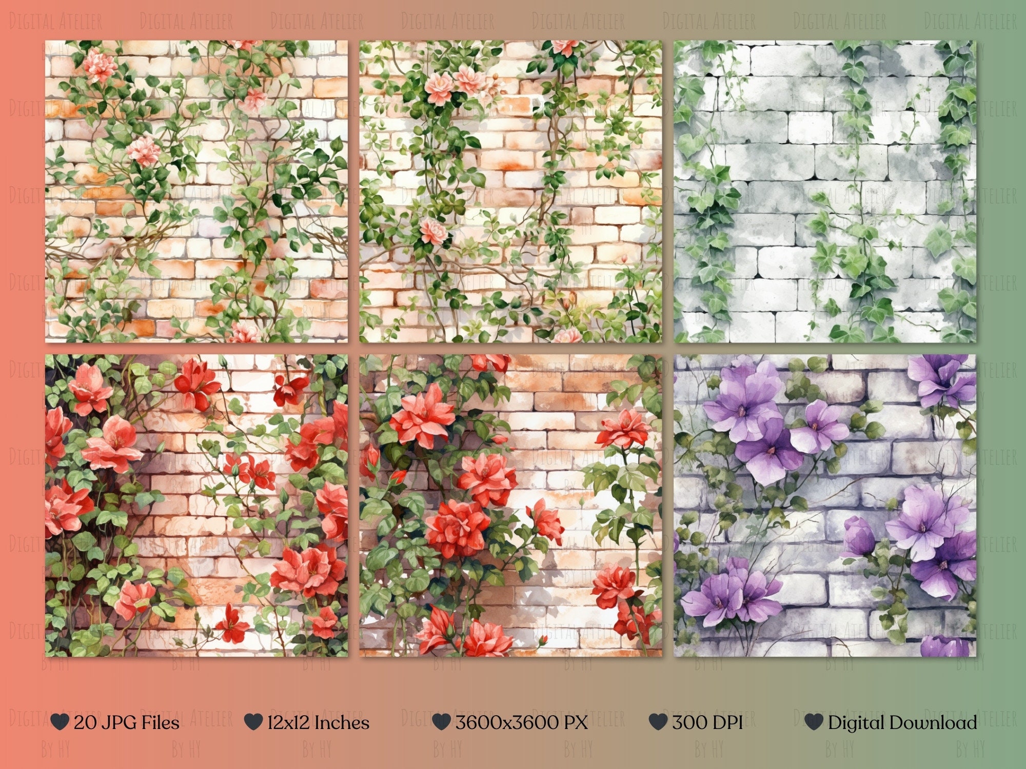 Seamless Brick Walls Digital Paper Pack. Digital Download. - Etsy