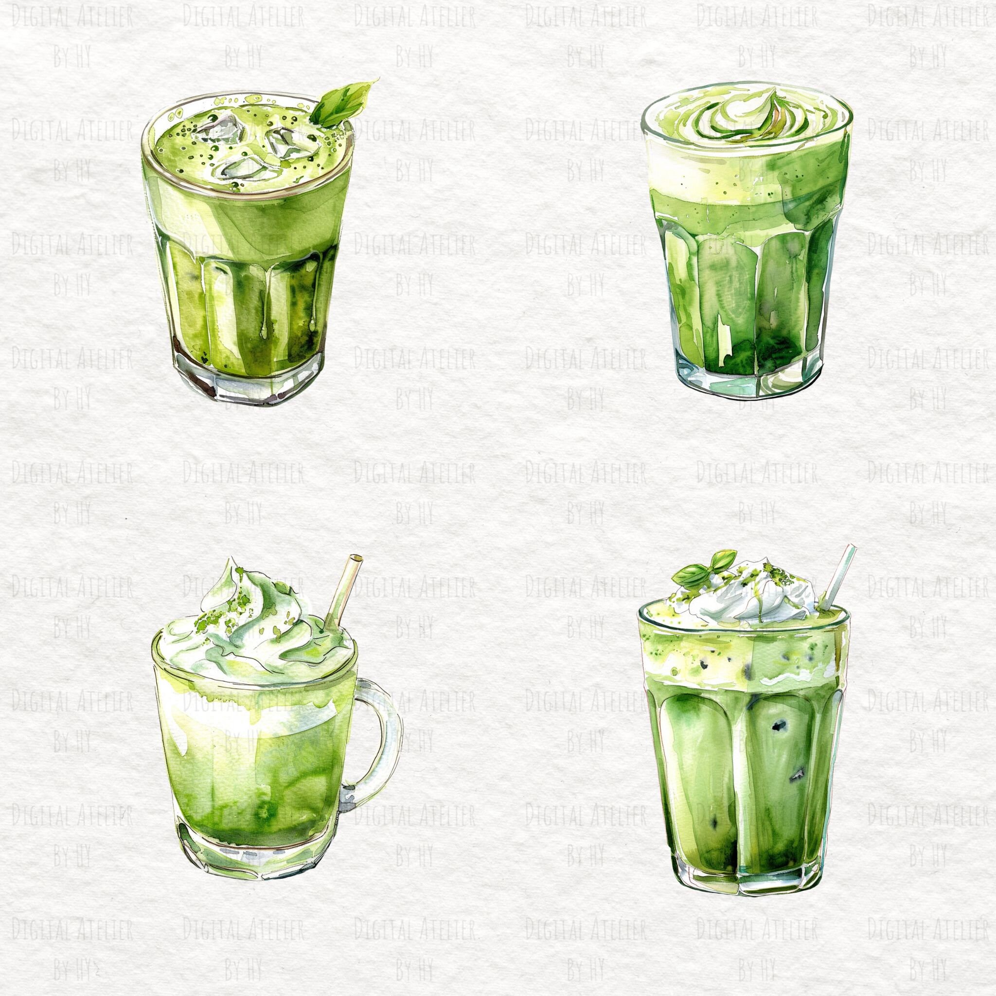 Matcha Green Tea Dessert Clipart. PNG. Digital Download. - Etsy