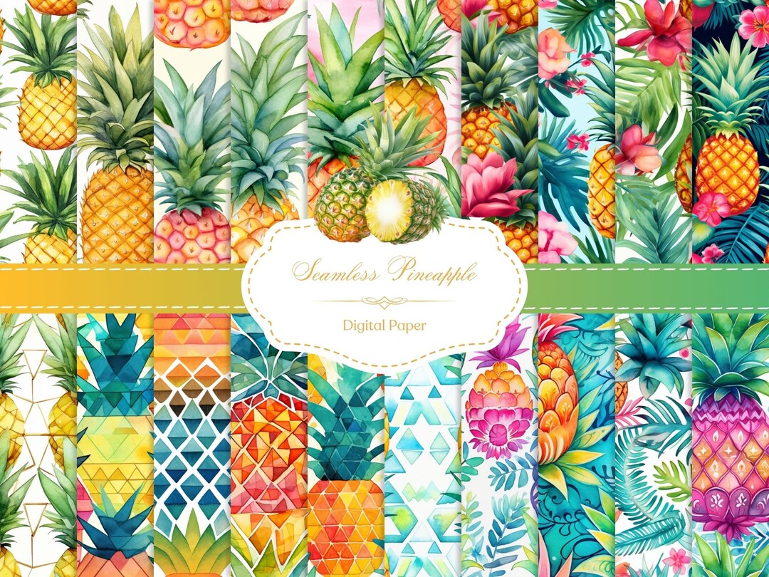 Seamless Pineapple Digital Paper Pack. Digital Download. - Etsy