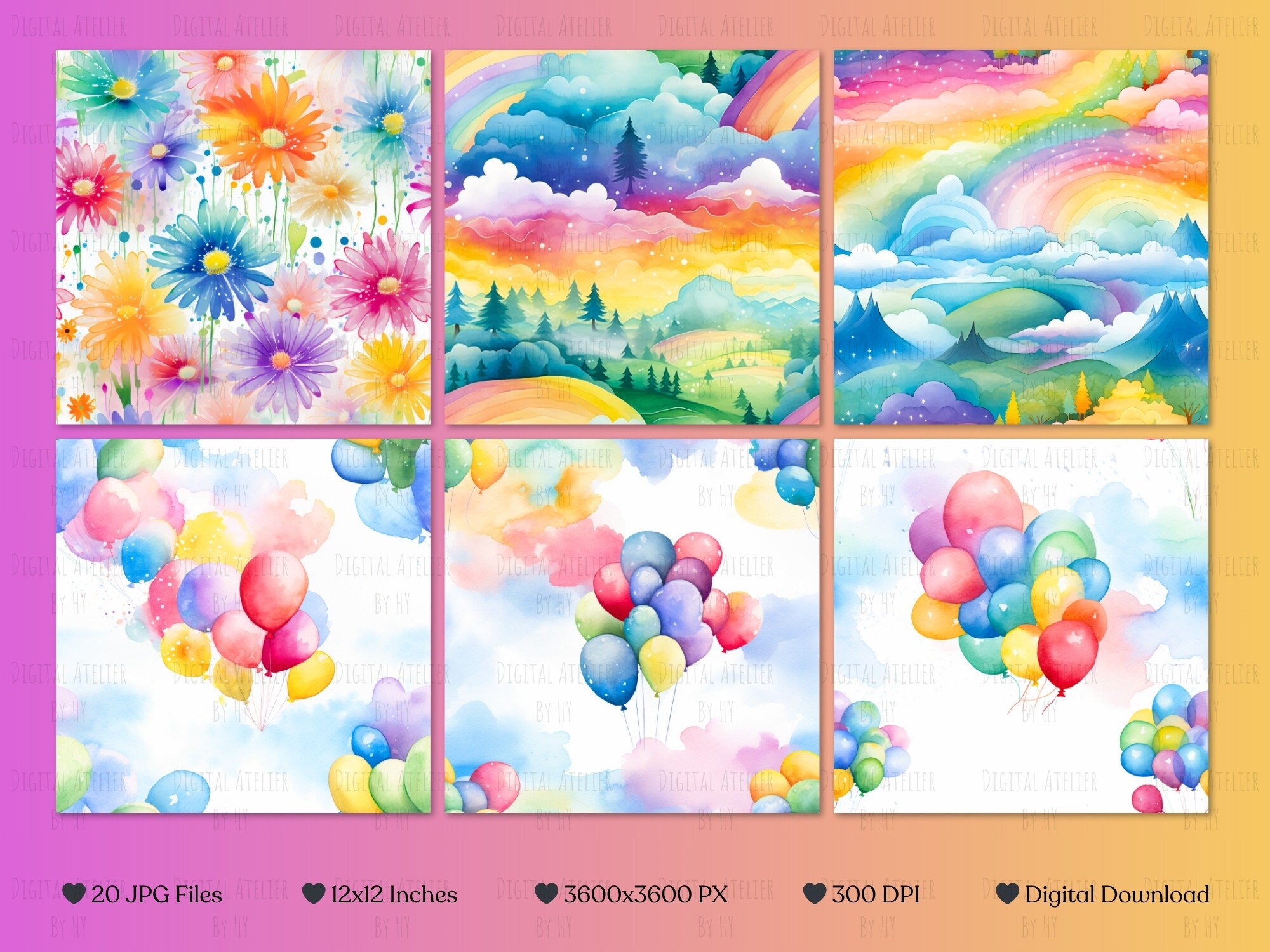 Seamless Rainbow Digital Paper Pack. Digital Download. - Etsy