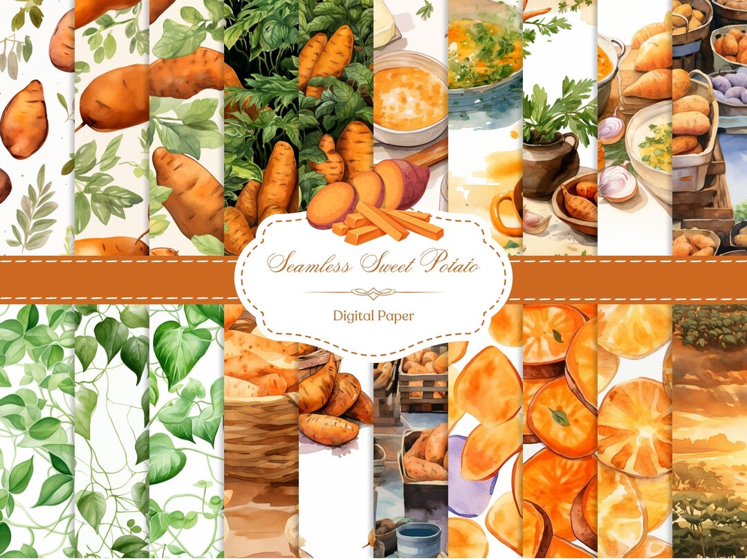 Seamless Sweet Potato Digital Paper Pack. Digital Download. - Etsy