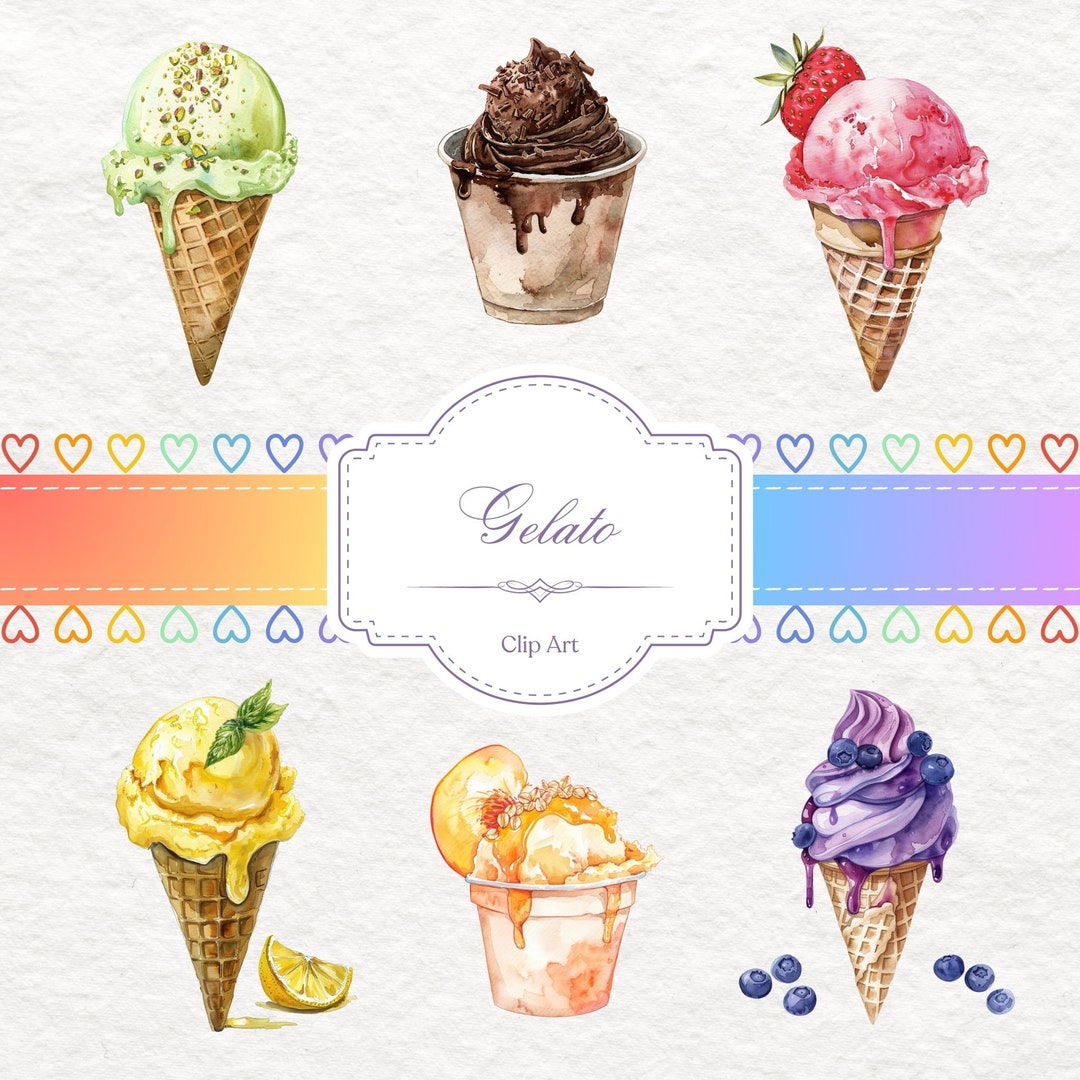 Gelato Ice Cream Clipart. PNG. Italian Food. Digital Download. - Etsy