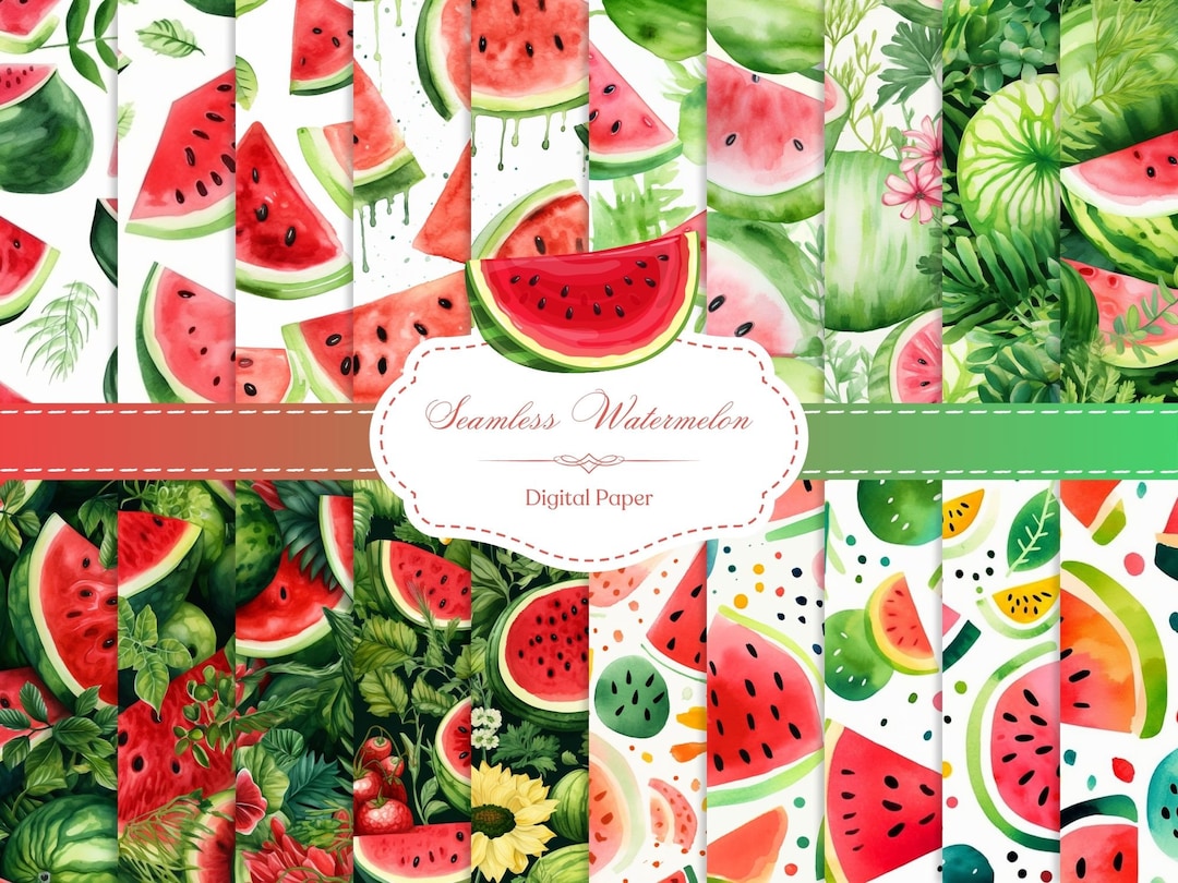 Seamless Watermelon Digital Paper Pack. Summer. Digital Download. - Etsy