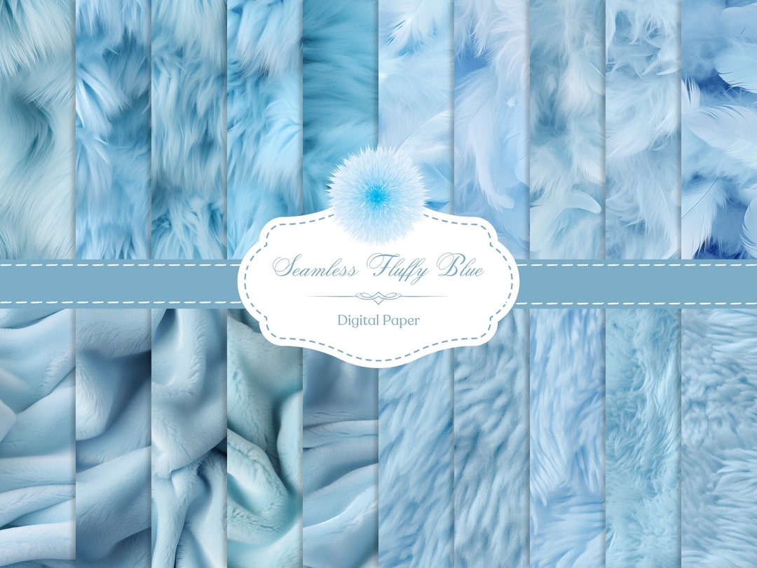 Seamless Fluffy Fur Texture Blue Digital Paper Pack. Digital Download ...