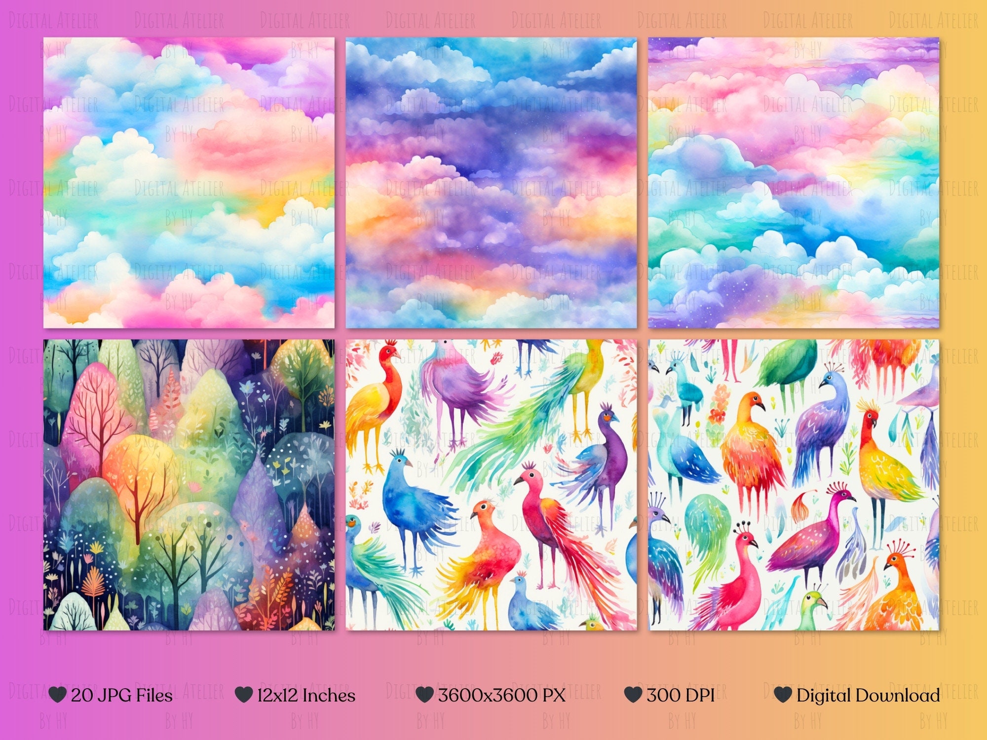 Seamless Rainbow Digital Paper Pack. Digital Download. - Etsy