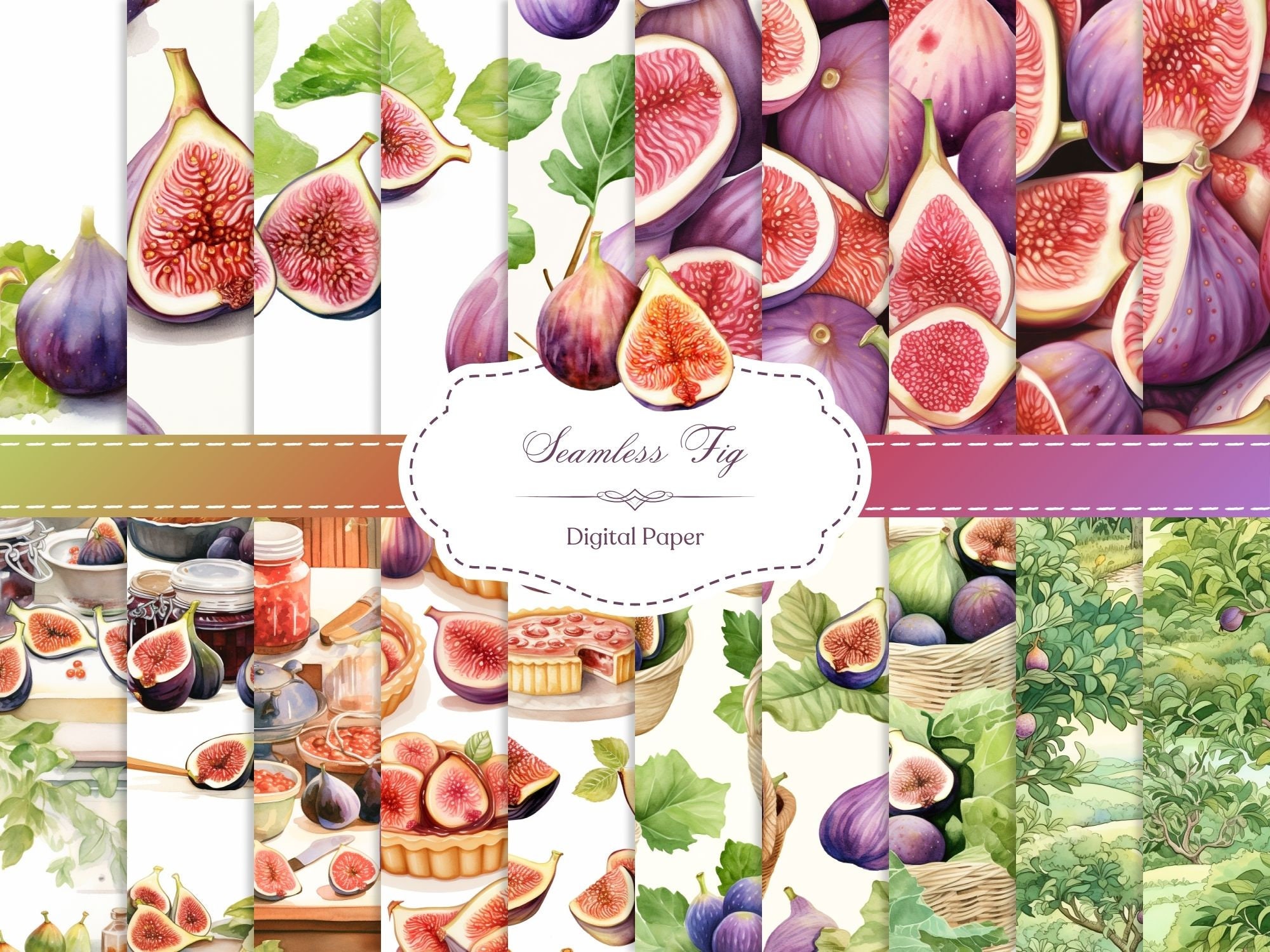 Seamless Fig Digital Paper Pack. Digital Download. - Etsy