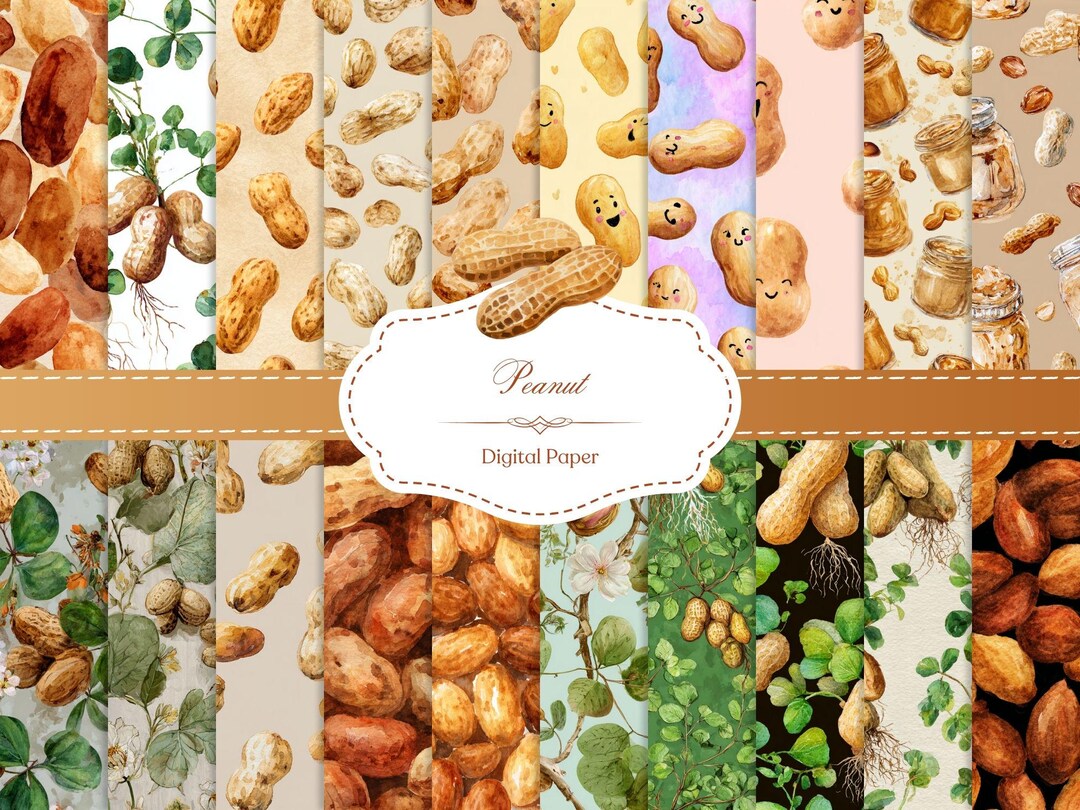 Seamless Digital Papers Peanut & Peanut Butter | Watercolor Food ...