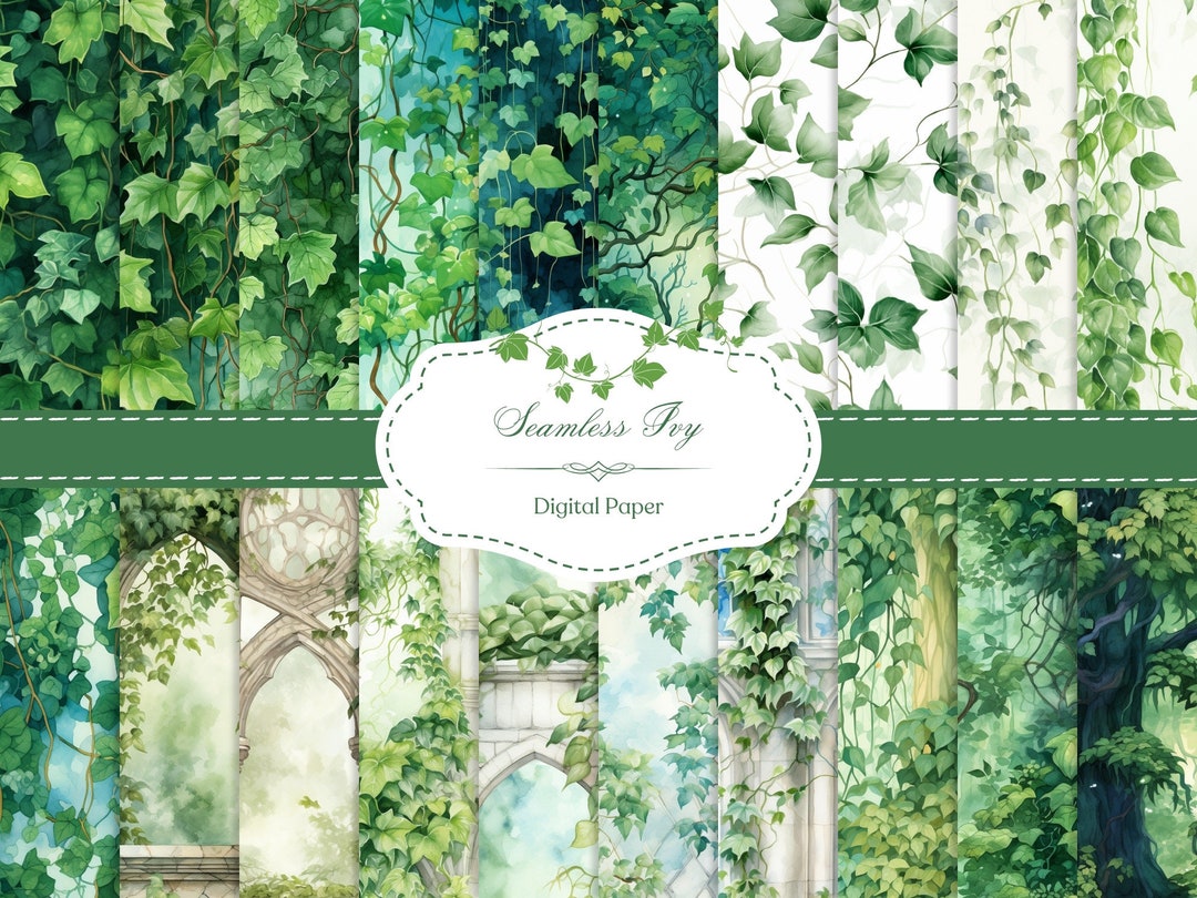 Seamless Ivy Plant Digital Paper Pack. Green. Digital Download. - Etsy