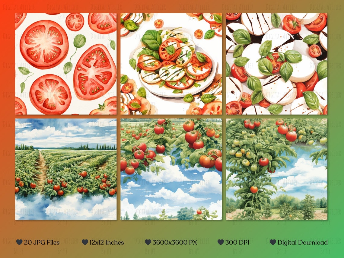 Seamless Tomato Digital Paper Pack. Digital Download. - Etsy