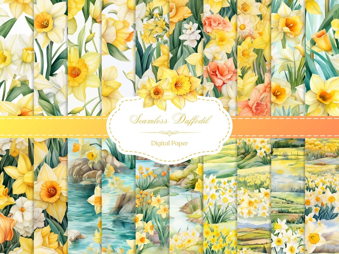Seamless Daffodil Digital Paper Pack. Digital Download. - Etsy