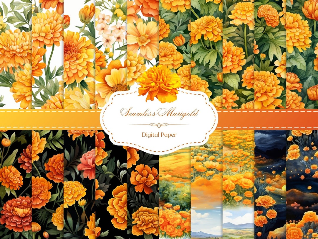 Seamless Marigold Digital Paper Pack. Digital Download. - Etsy