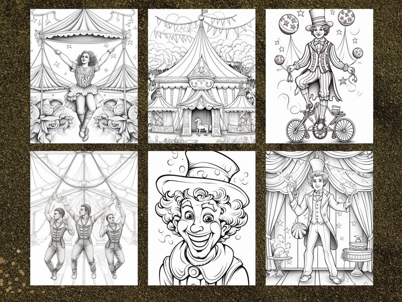 26 Circus Coloring Book Adults Kids Coloring Pages, Instant Download ...