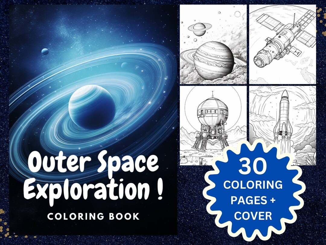 30 Outer Space Exploration Coloring Book Adults Kids - Etsy