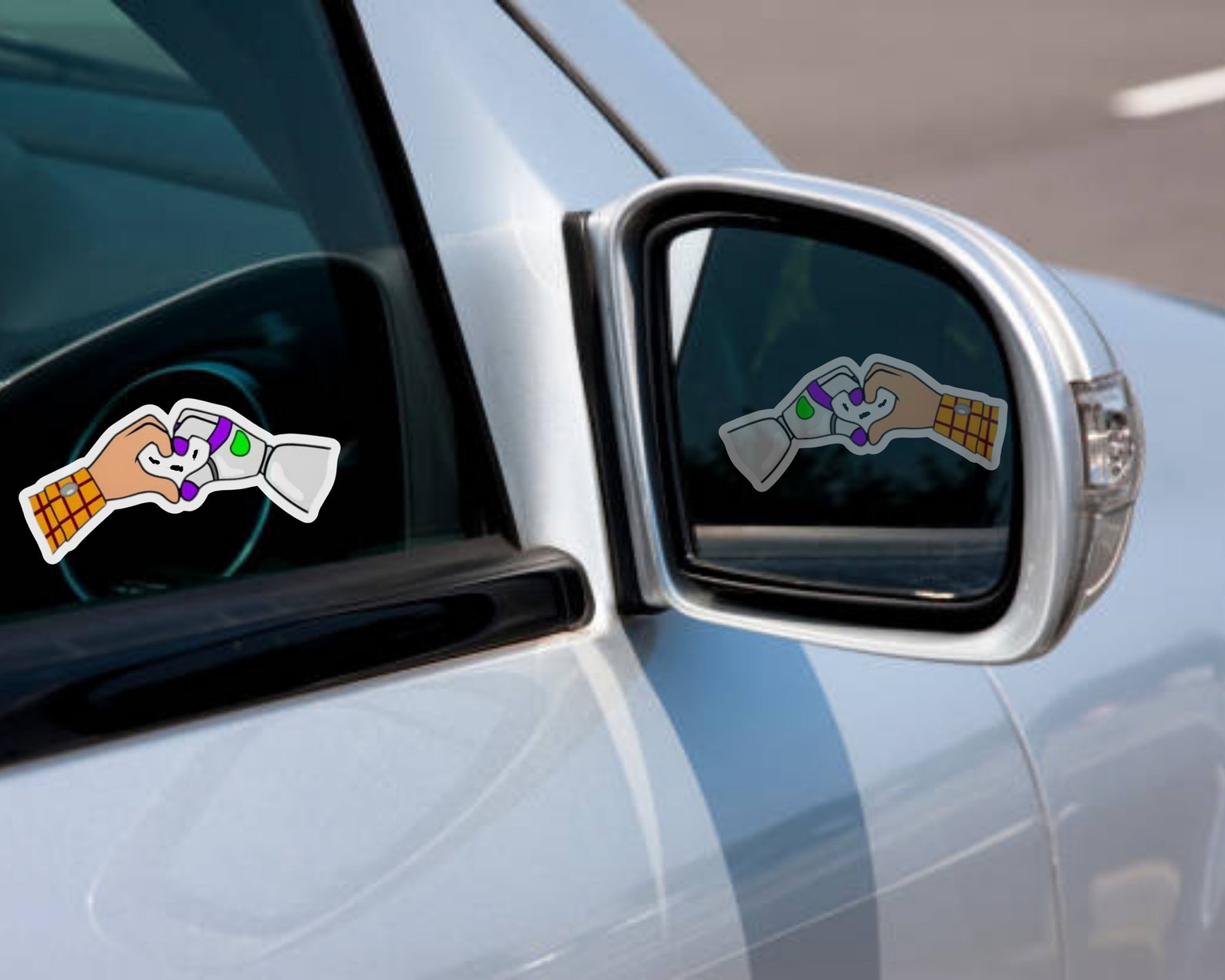 Buzz Lightyear and Sheriff Woody Finger Heart Sticker | Sticker | Decal ...