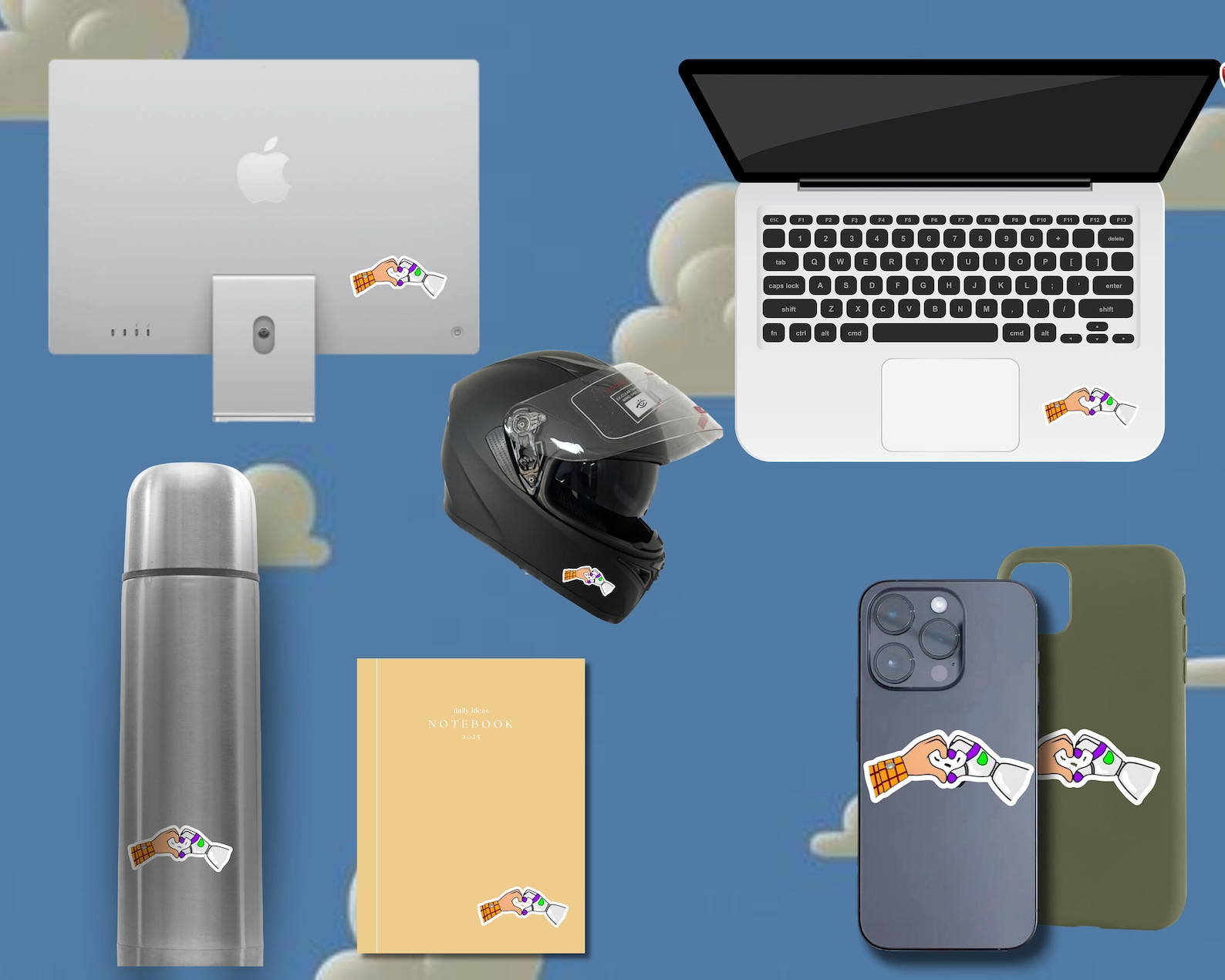 Buzz Lightyear and Sheriff Woody Finger Heart Sticker | Sticker | Decal ...