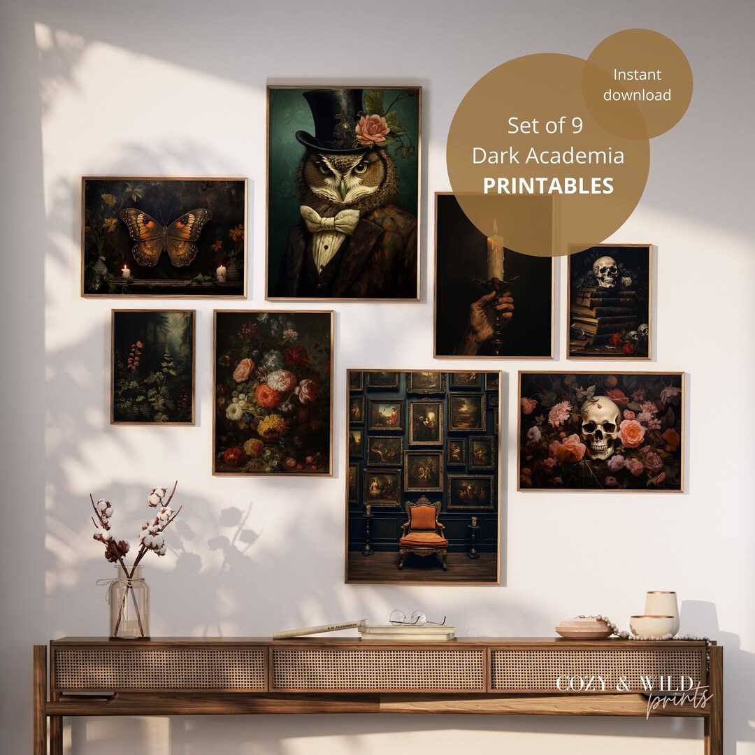 Dark Academia Decor Set of 9, Vintage Art Decorating, Vintage Victorian ...